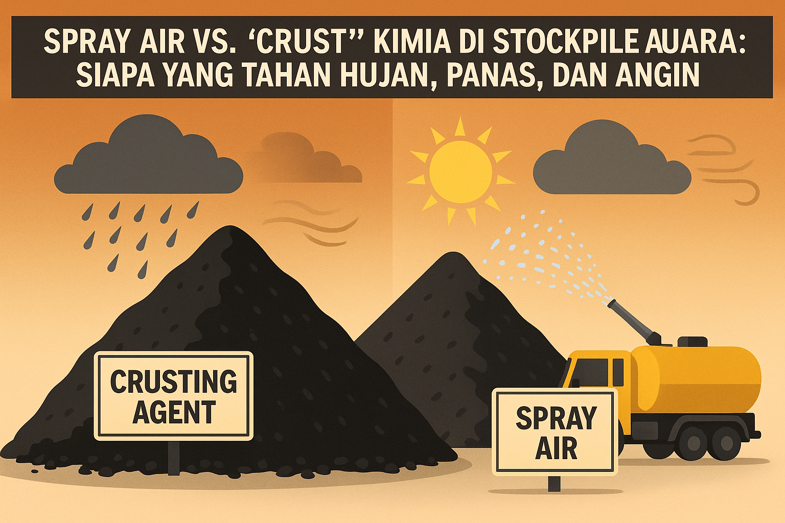 Spray Air vs Crusting Agent: Mana Terbaik untuk Debu Stockpile?